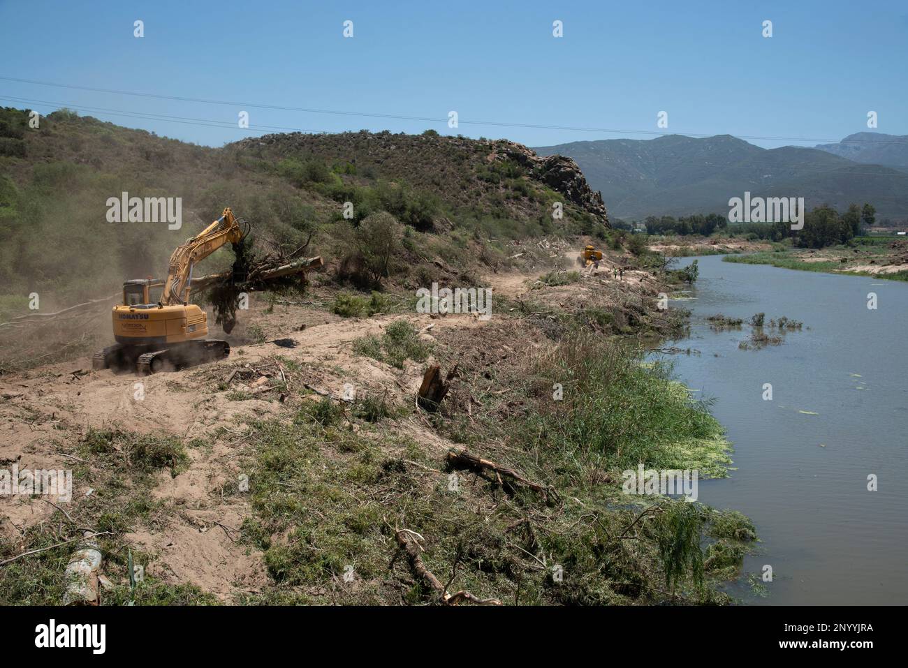 Breede River, Robertson, Western Cape, South Africa.2023. Excuvators ...