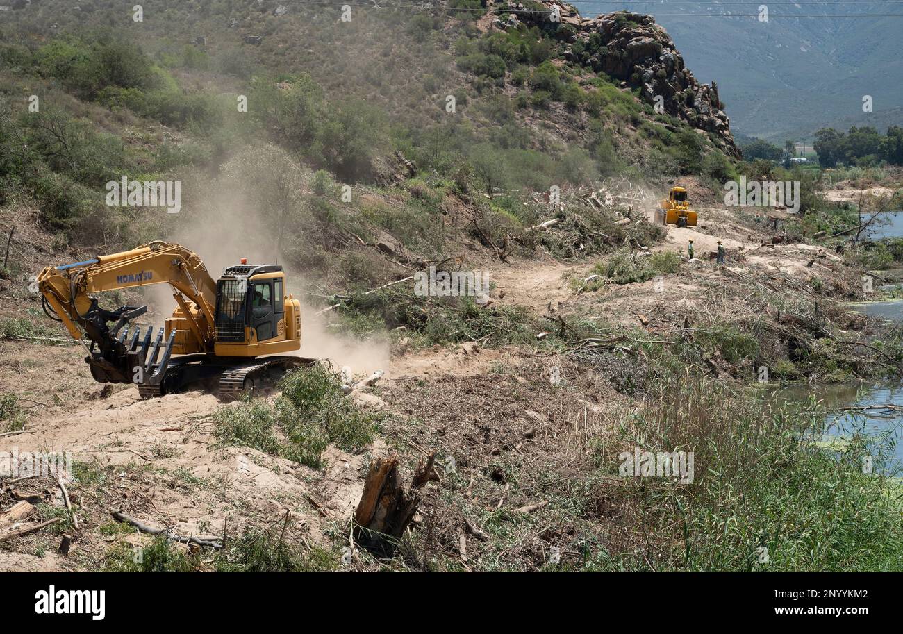 Breede River, Robertson, Western Cape, South Africa.2023. Excuvators ...
