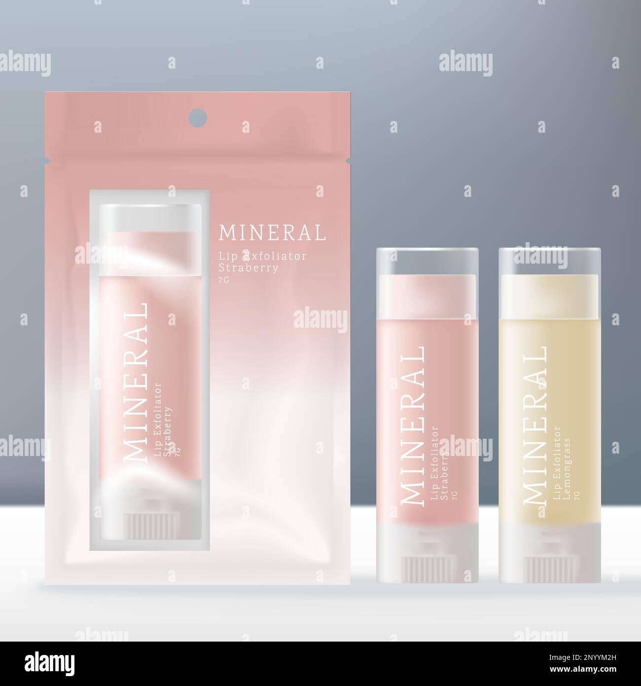Vector Lip Balm, Stick or Scrub Clear Case Packaging with Clear Foil ...