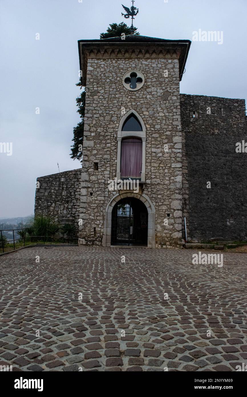 Charming Trsat castle, old fortification of city of Rijeka Stock Photo ...