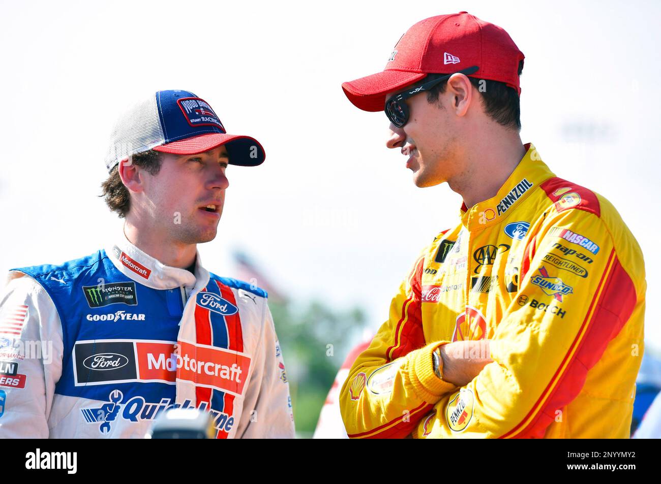 Joey Logano, Team Penske, Shell Pennzoil Ford Fusion and Ryan Blaney ...