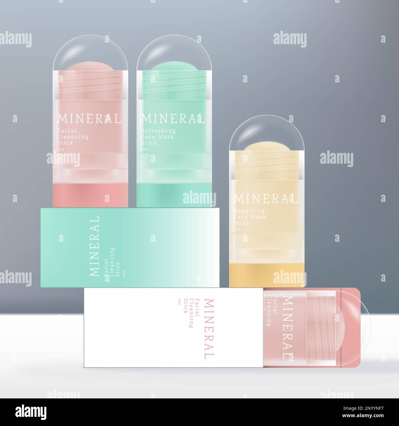 Vector Lip Balm, Cleanser, Mask or Deodorant Clear Stick Packaging with ...