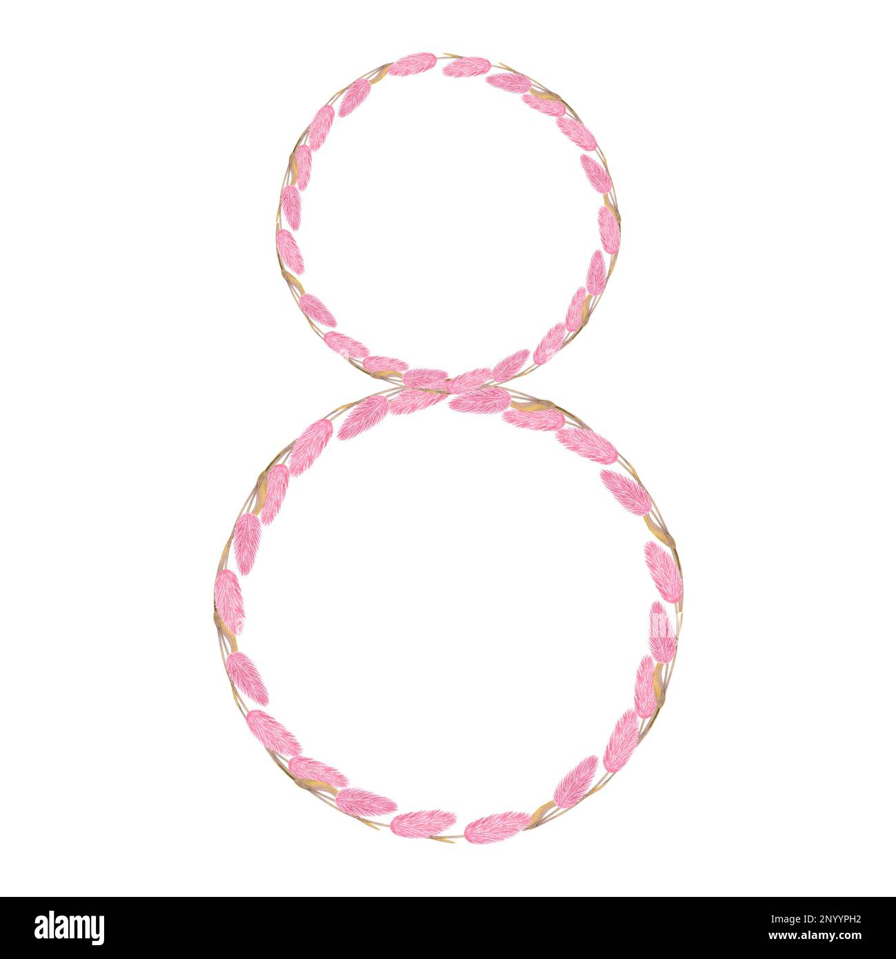 Wreath in the form of number eight from pink flowers of dry grass ...