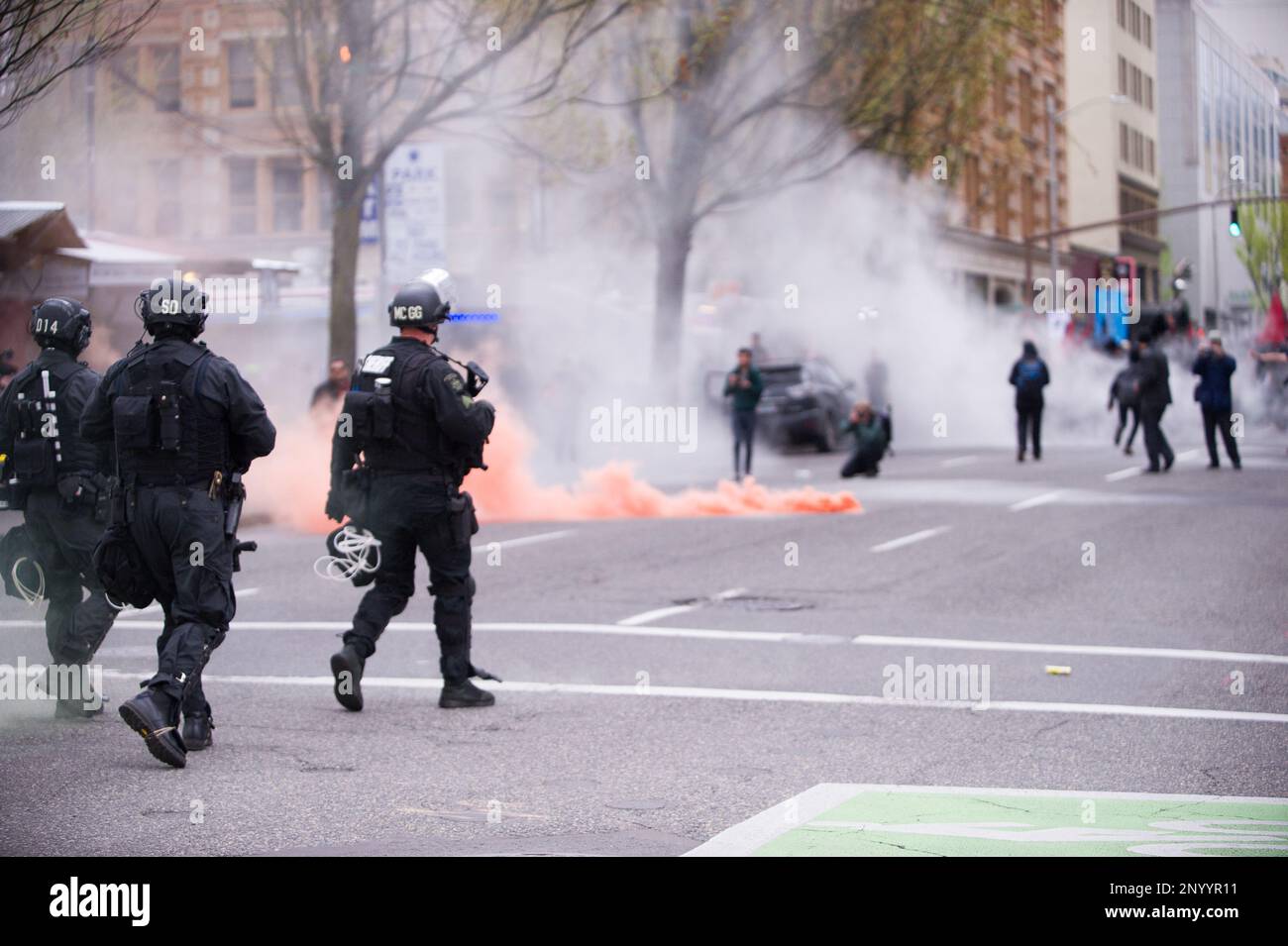PORTLAND, OR - MAY 01: The May 1st parade set to celebrate the ...