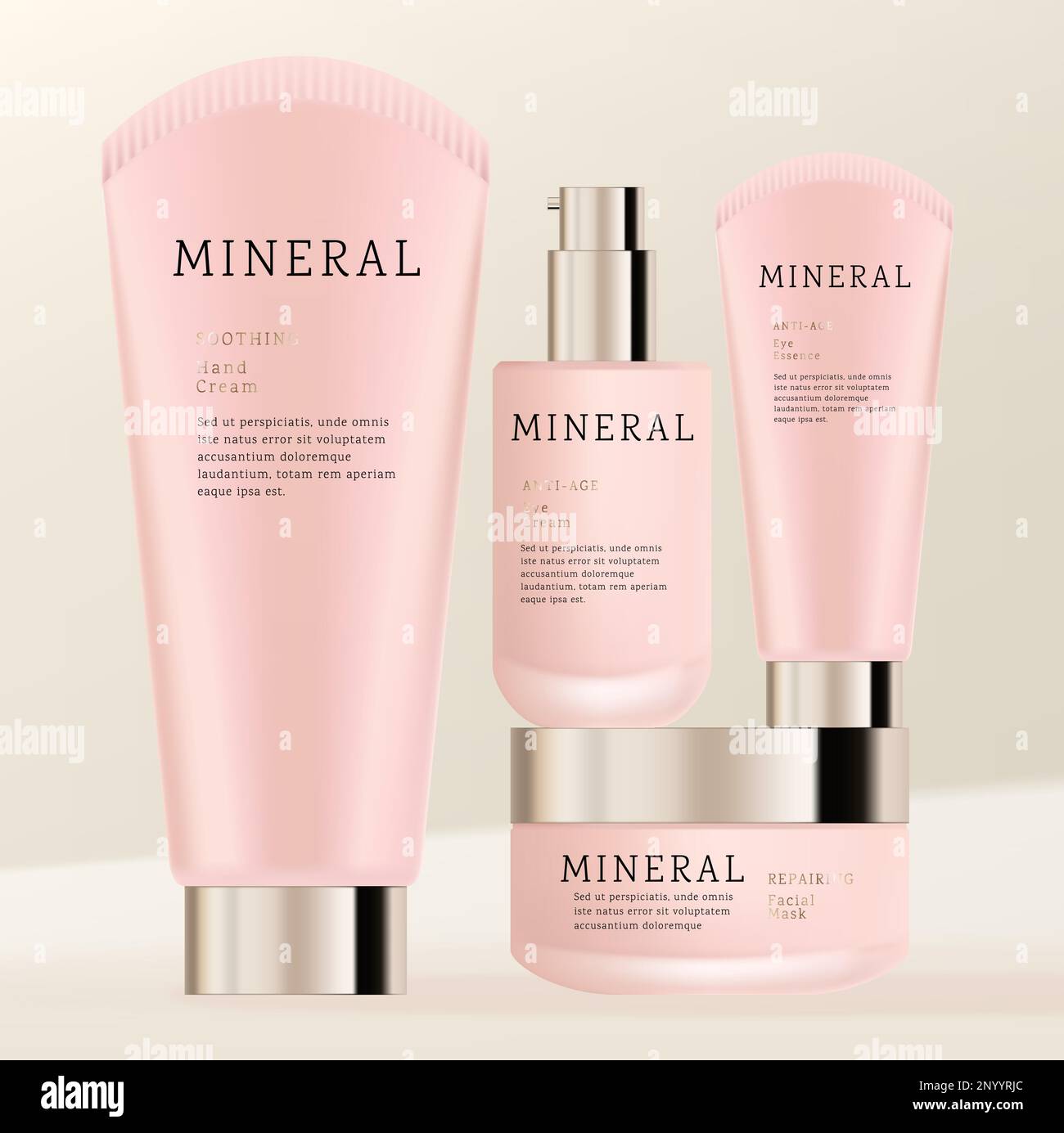 Vector Frosted Glass Cosmetic or Skincare Packaging Bundle with Round ...