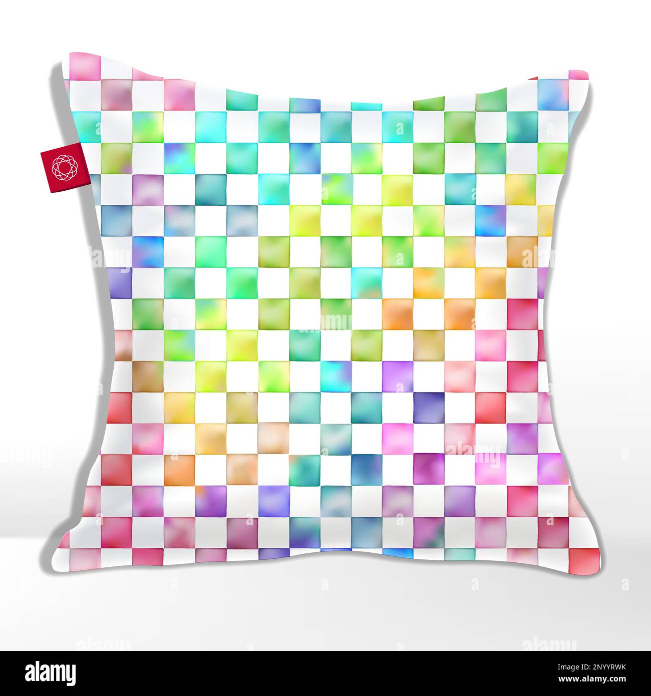 Vector Watercolors Vibrant Rainbow Colors Checker Seamless Pattern