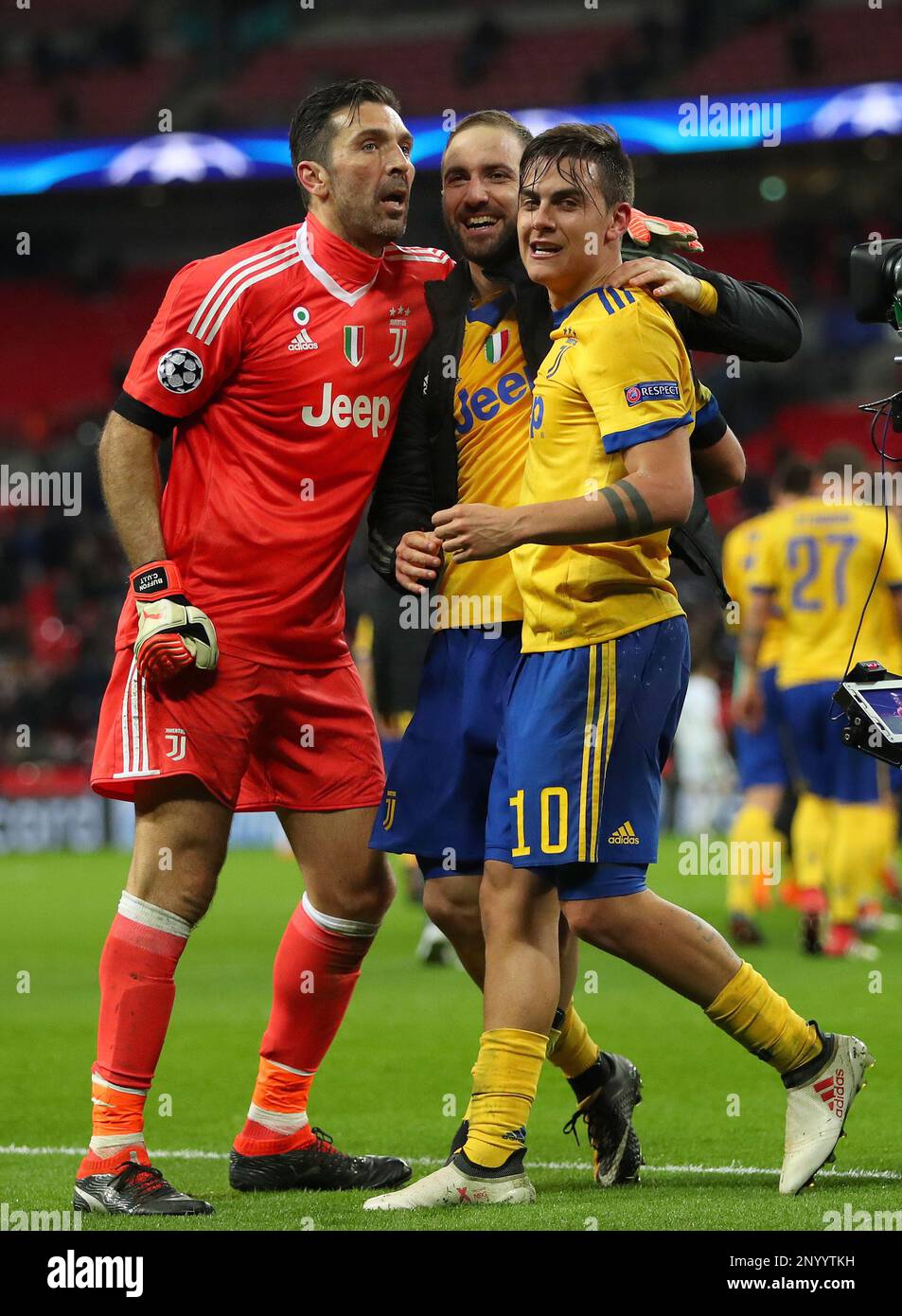 Gianluigi Buffon, Gonzalo Higuain and Paulo Dybala of Juventus ...