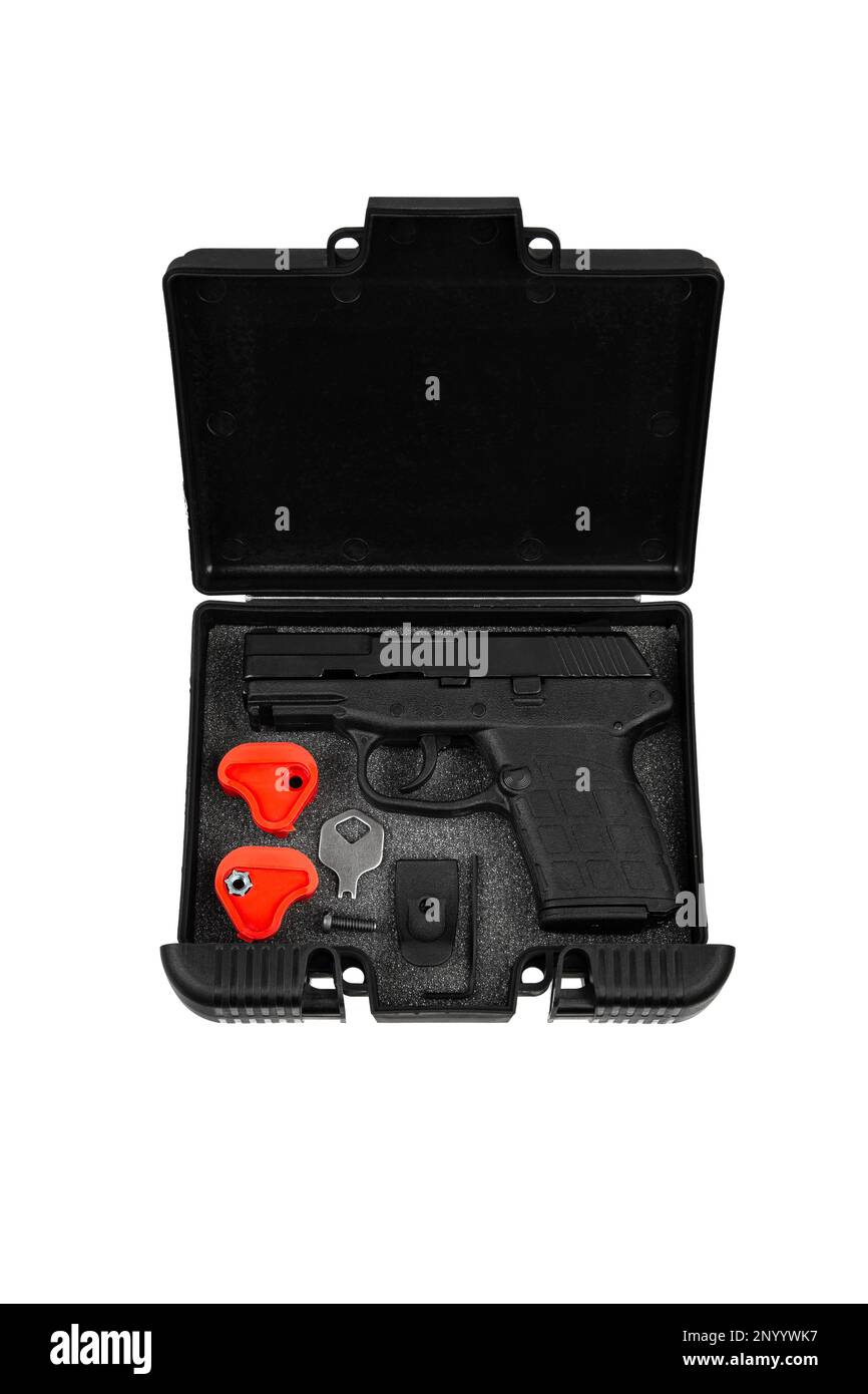 Modern semi-automatic pistol. A short-barreled weapon for self-defense ...