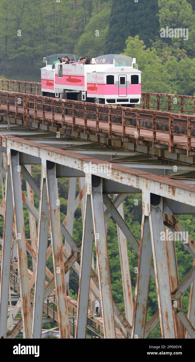 This photo shows a Grand Super Cart of Takachiho Amaterasu Railway at ...
