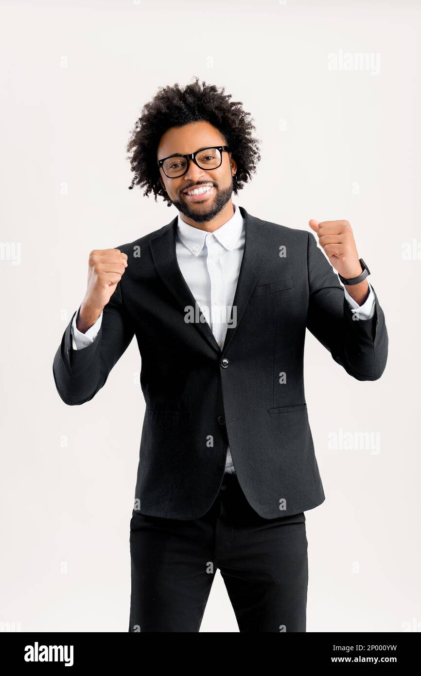 African manager in suit rejoicing hi-res stock photography and images ...