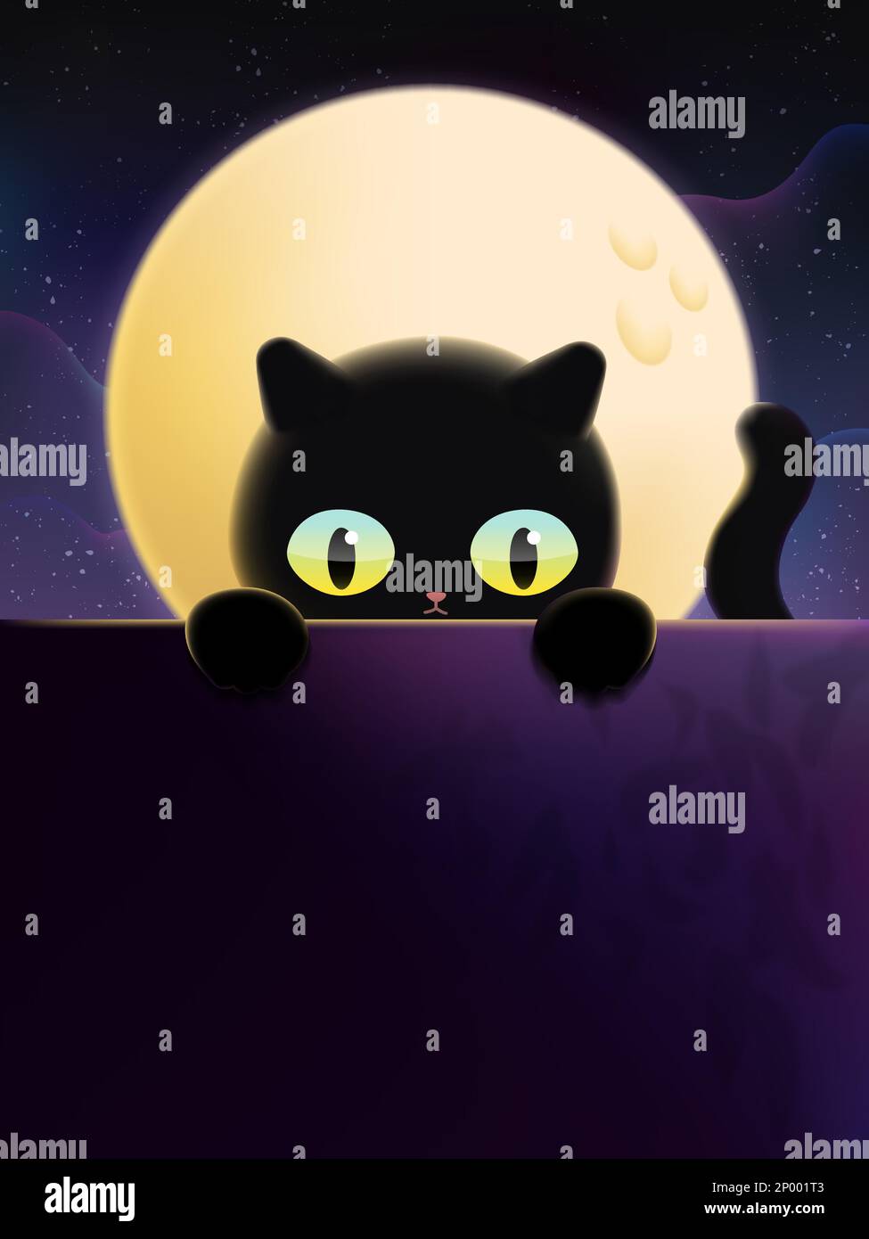 Vector Black Cat under Moonlight Illustration Stock Vector Image & Art ...