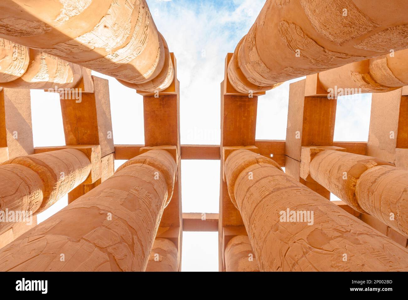 Ancient Pylons touching the sky in Karnak Temple, Luxor Egypt Stock ...