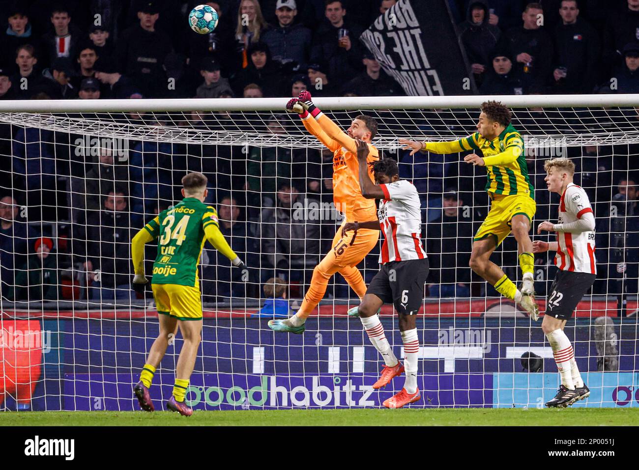 EINDHOVEN, NETHERLANDS - MARCH 2: Goalkeeper Joel Drommel of PSV during ...