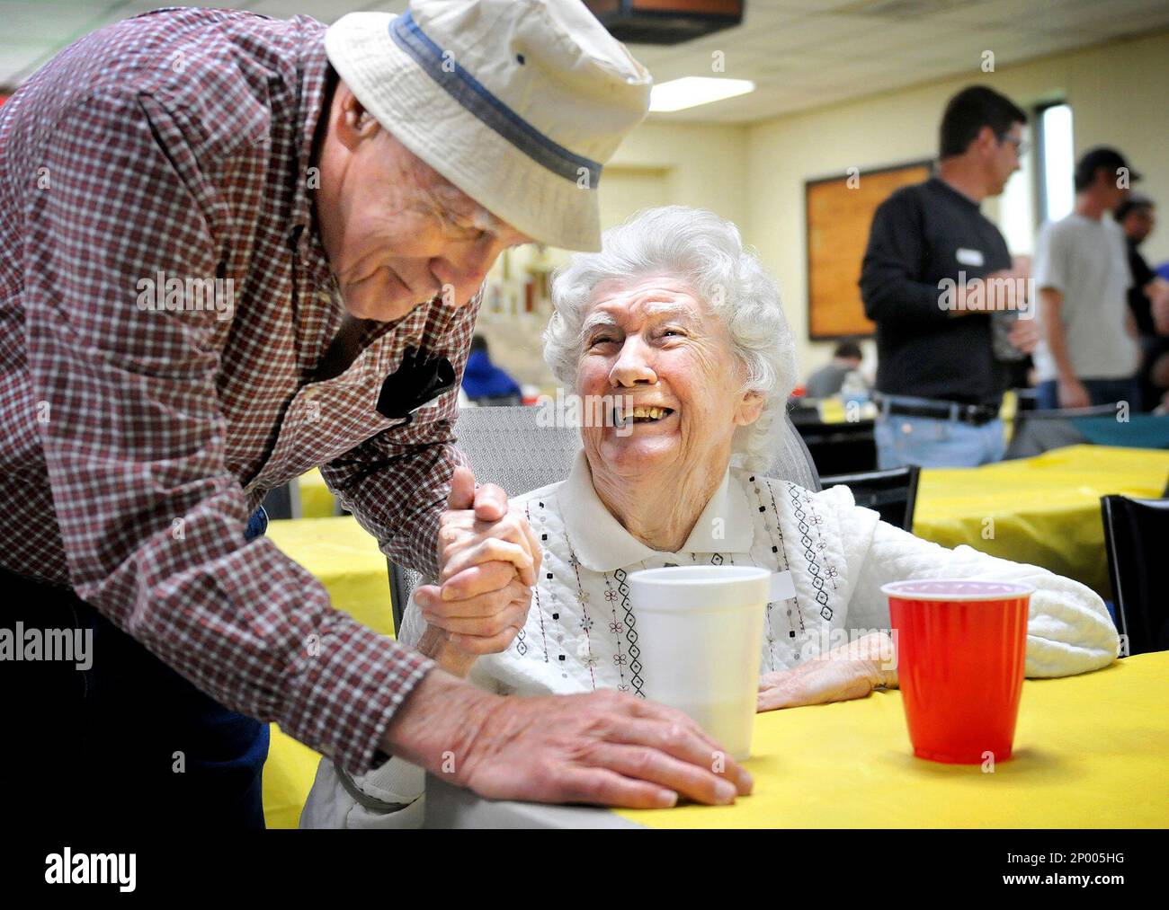 In this Saturday, April 22, 2017 photo, Joe Lych, 85, reconnects with ...