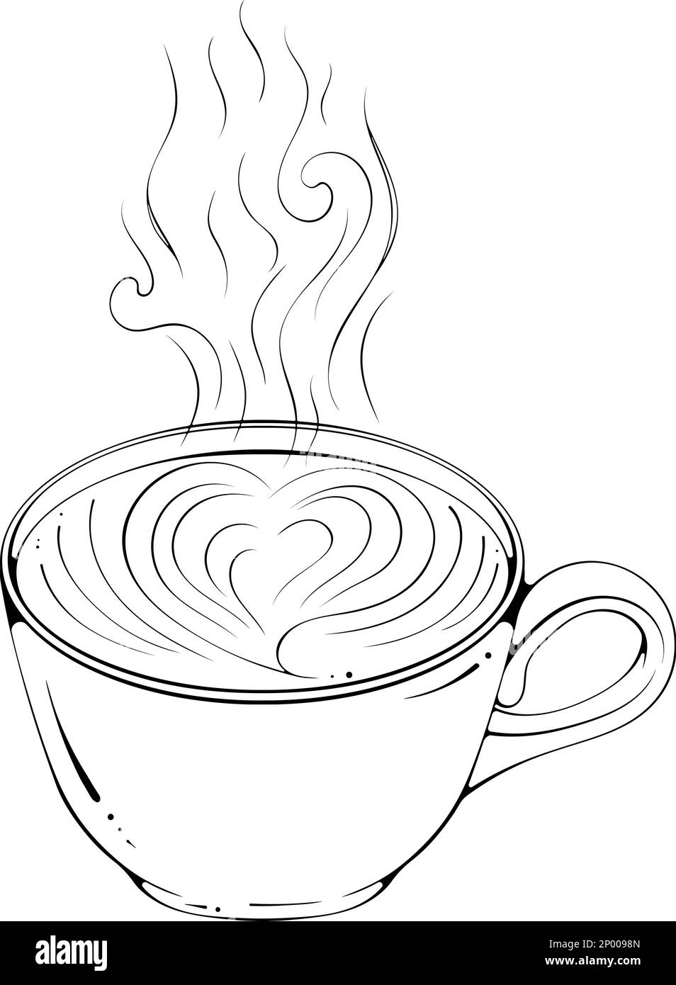 Line drawing cup coffee Black and White Stock Photos & Images - Alamy
