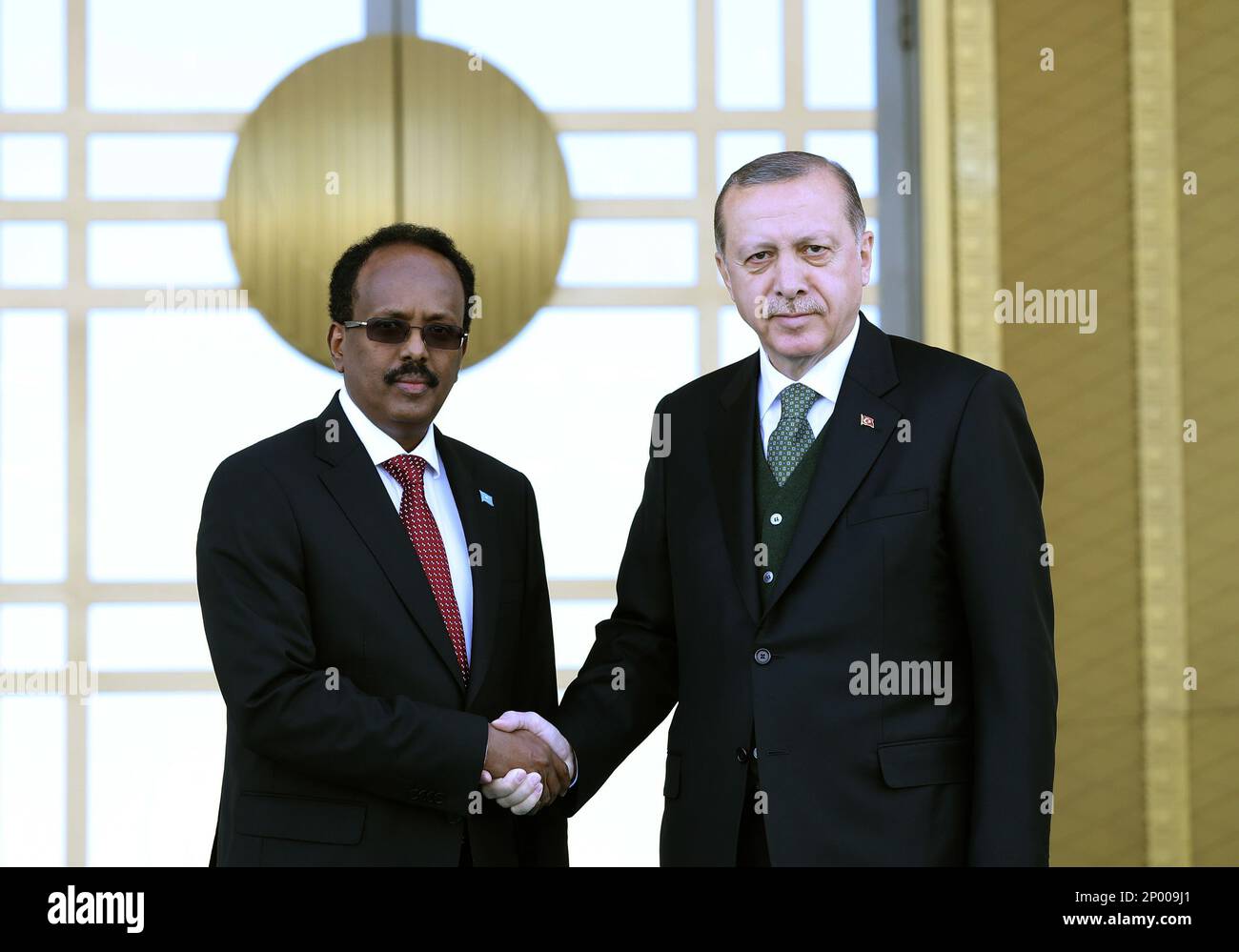 Turkey's President Recep Tayyip Erdogan, right, shakes hands with ...