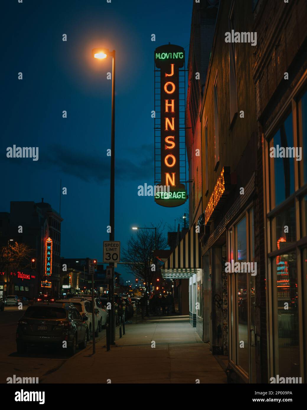 Johnson Storage & Moving vintage neon sign, Denver, Colorado Stock ...