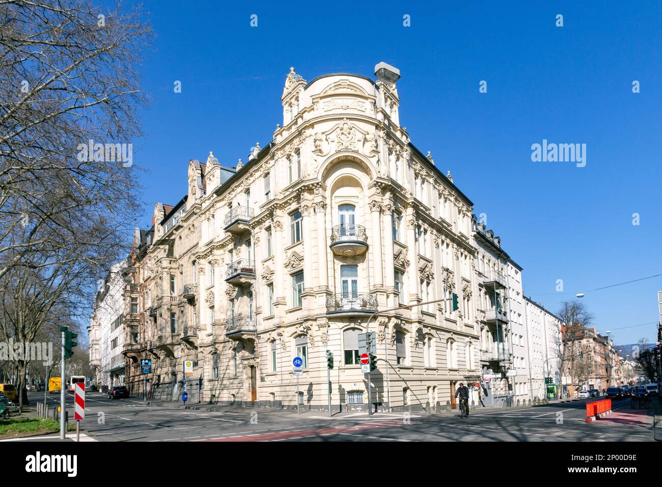 Wiesbaden, Germany - March 2, 2023: people at Kaiser Friedrich Ring - engl: King Friedrich ...