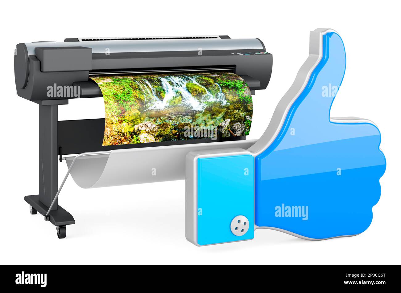 Plotter, large format inkjet printer with like icon, 3D rendering ...