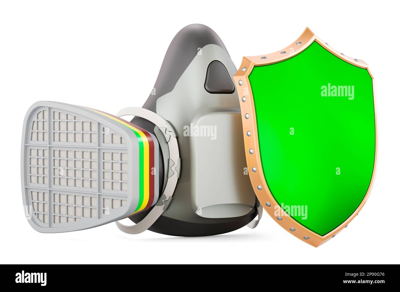 Reusable Half Face Cover, respirator with shield, 3D rendering isolated ...