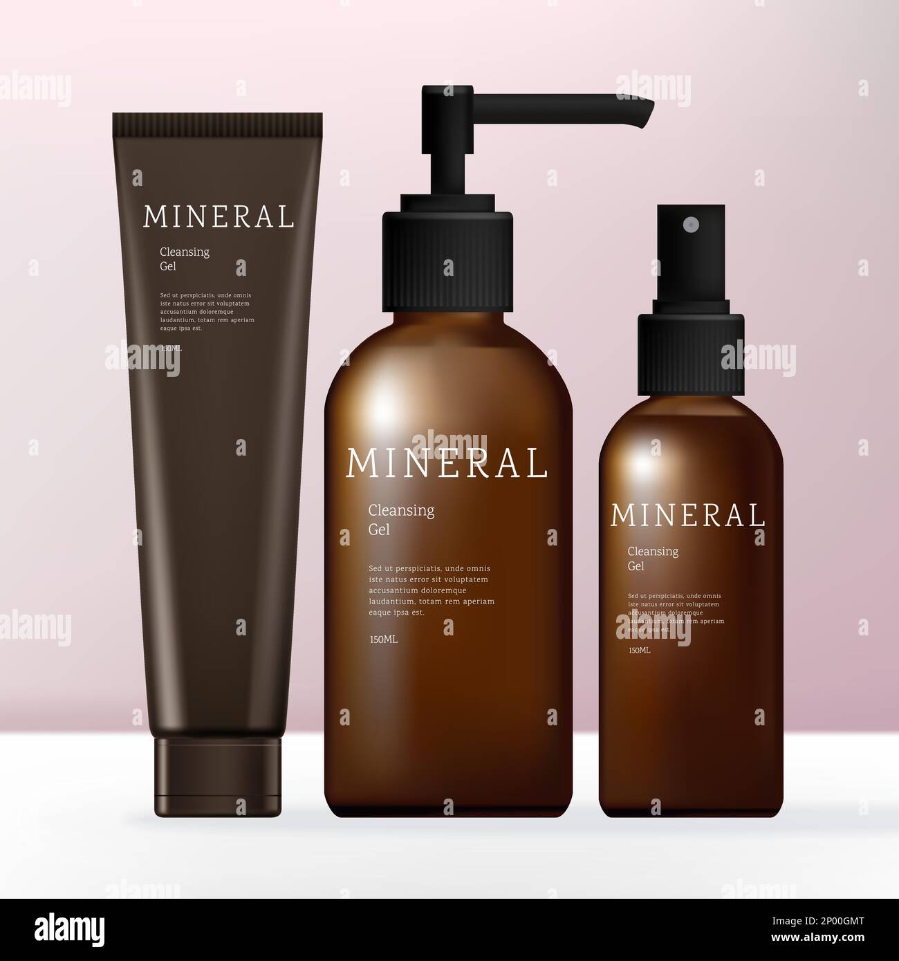 Vector Tinted Brown Glass or Plastic Spray, Pump Bottle, Hand cream ...