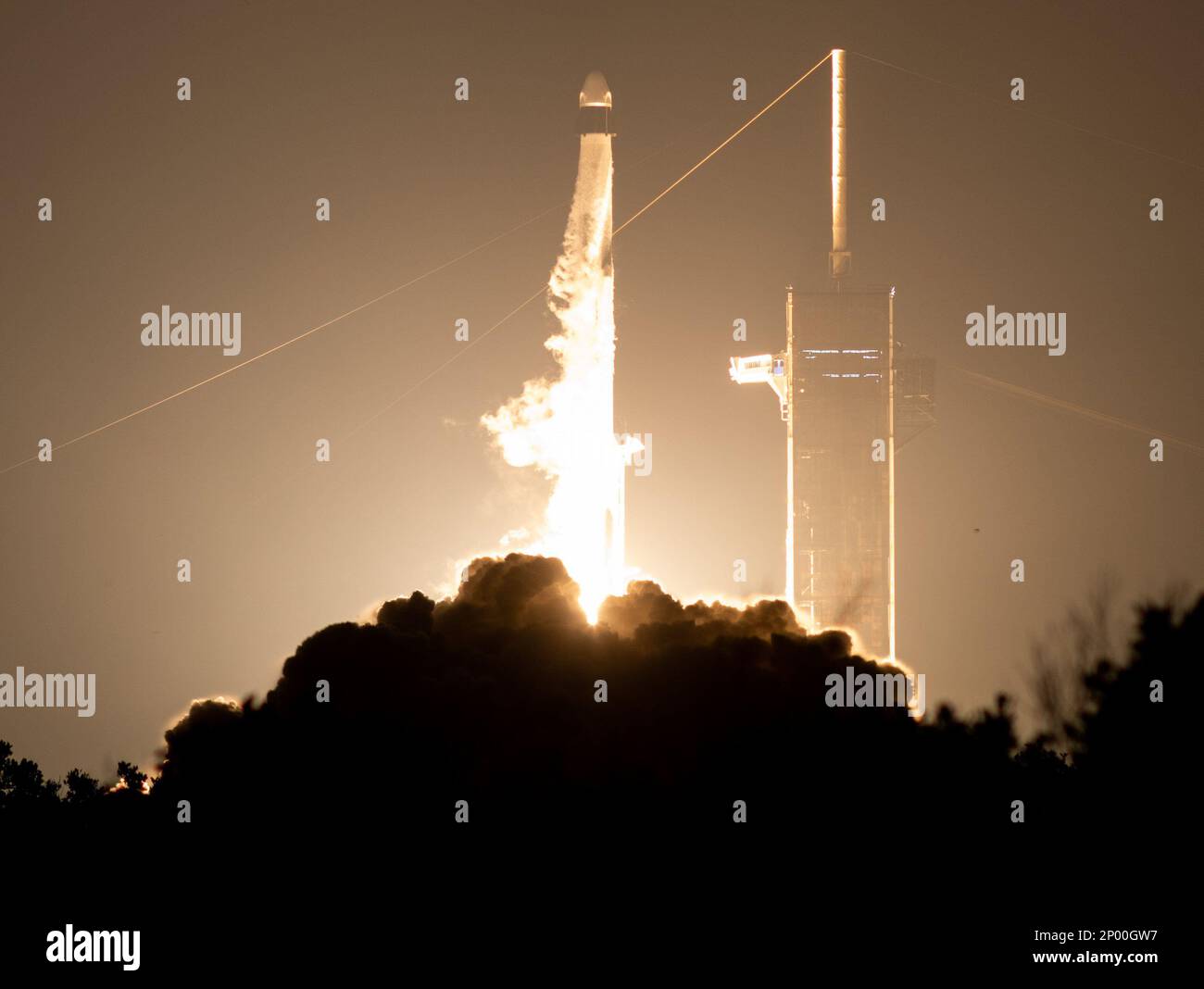 Kennedy Space Center, Florida, USA. 2nd Mar, 2023. Launch of SpaceX's Crew-6 mission from Launch ...