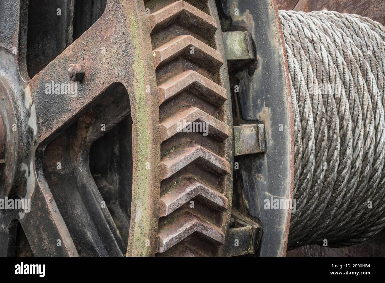 rope drum of a winch machine Stock Photo - Alamy