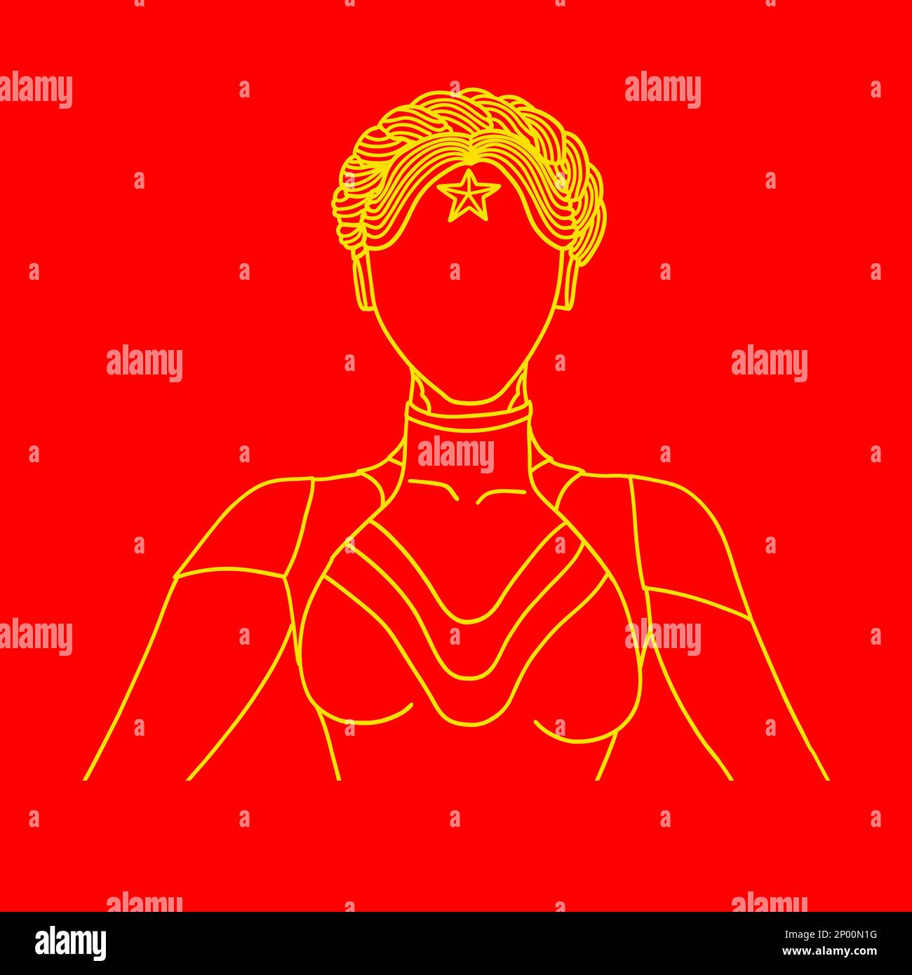Twin robot lady from new game. Atomic and Heart. Yellow and Red. Vector ...