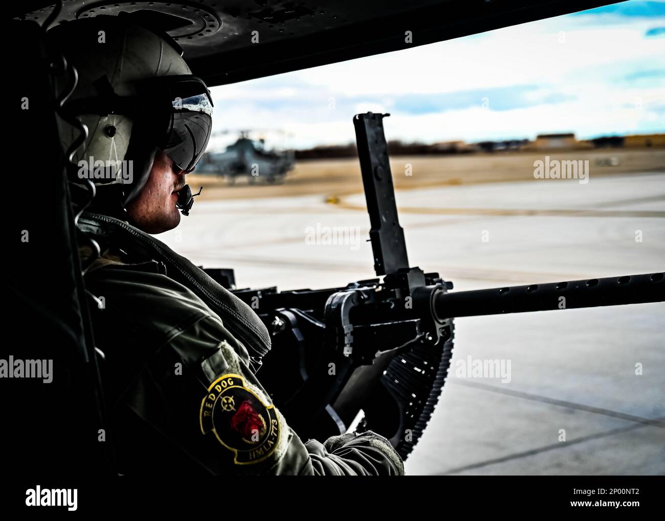 U.S. Marines assigned to Marine Aircraft Group 49, conduct aerial ...