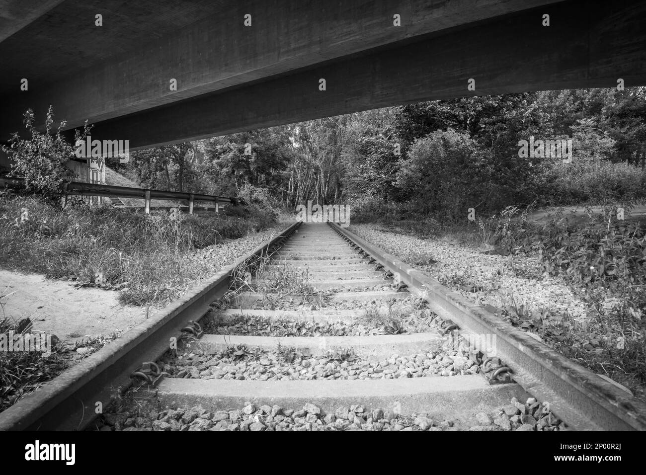 Road under railway line Black and White Stock Photos & Images - Alamy