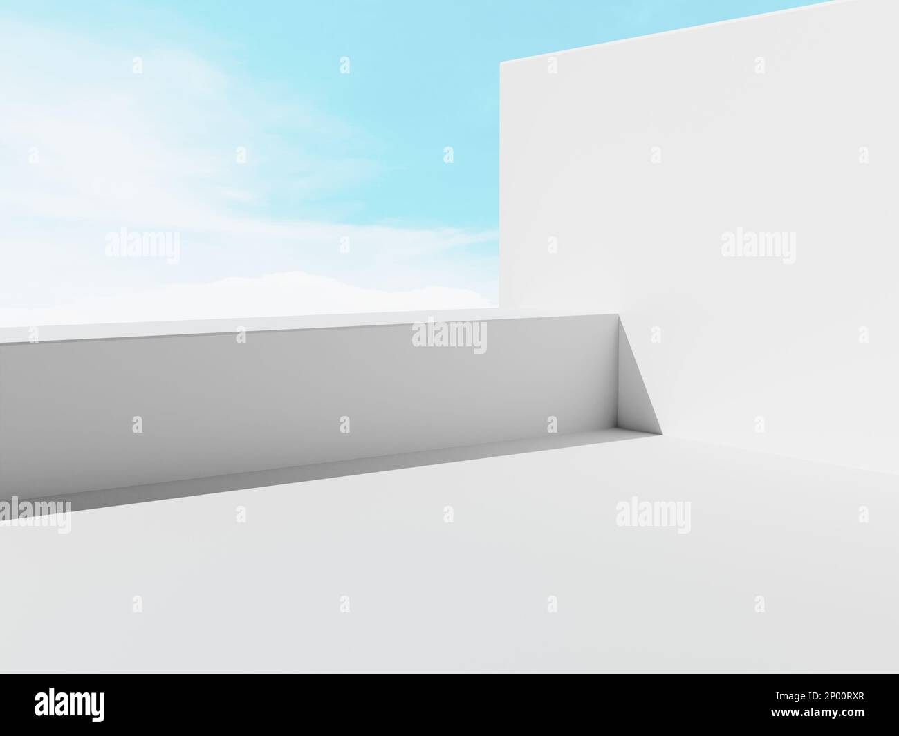 3D Rendering Pure White Minimal Architectural Outdoor Skyline Product ...