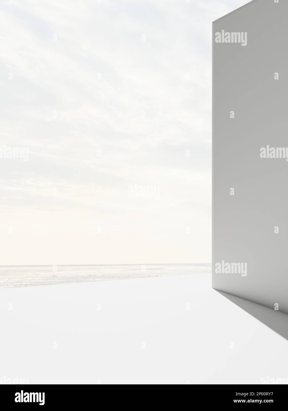 3D Rendering Pure White Minimal Architectural Outdoor Skyline Product ...
