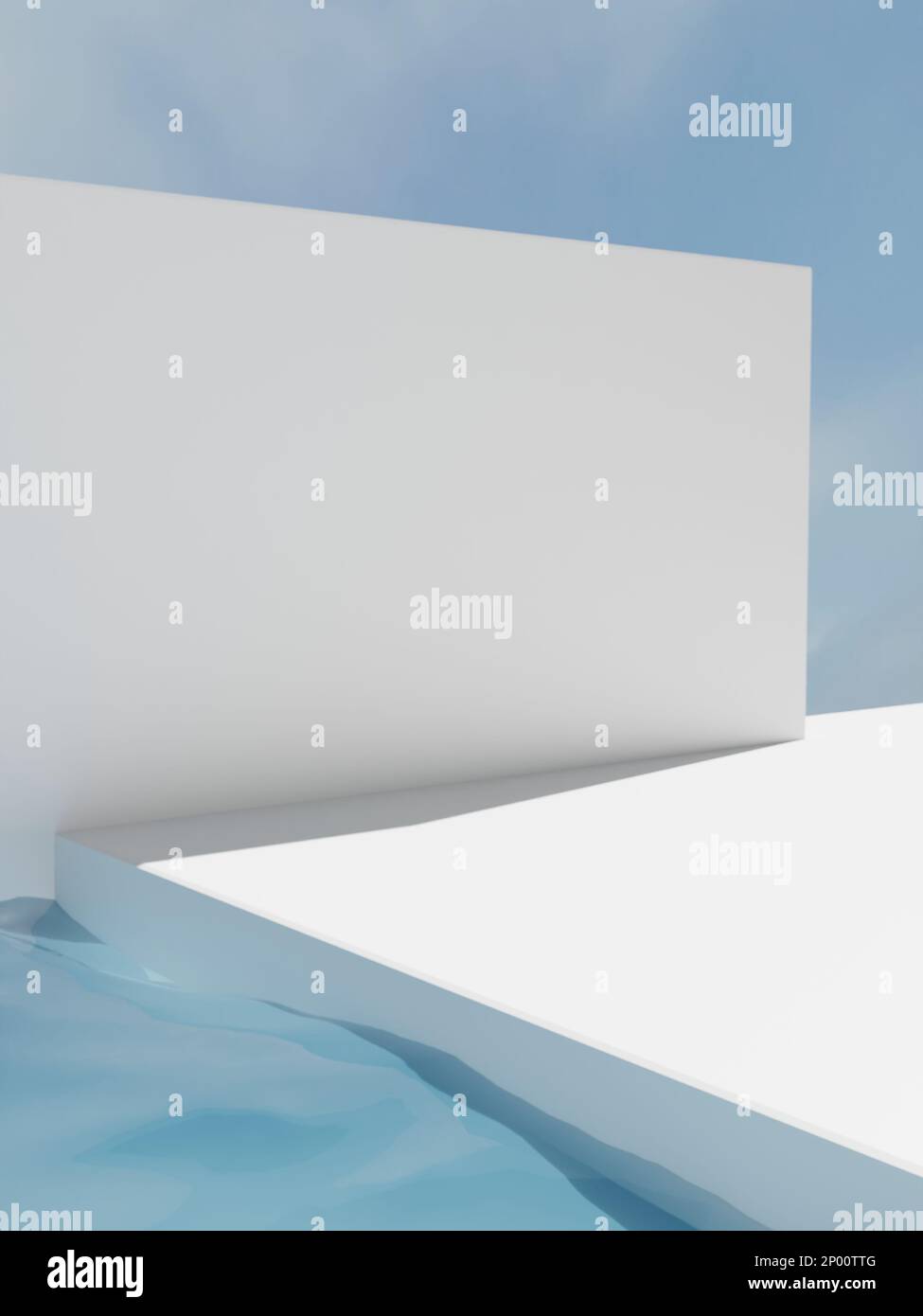 3D Rendering Pure White Minimal Architectural Outdoor Skyline Product ...