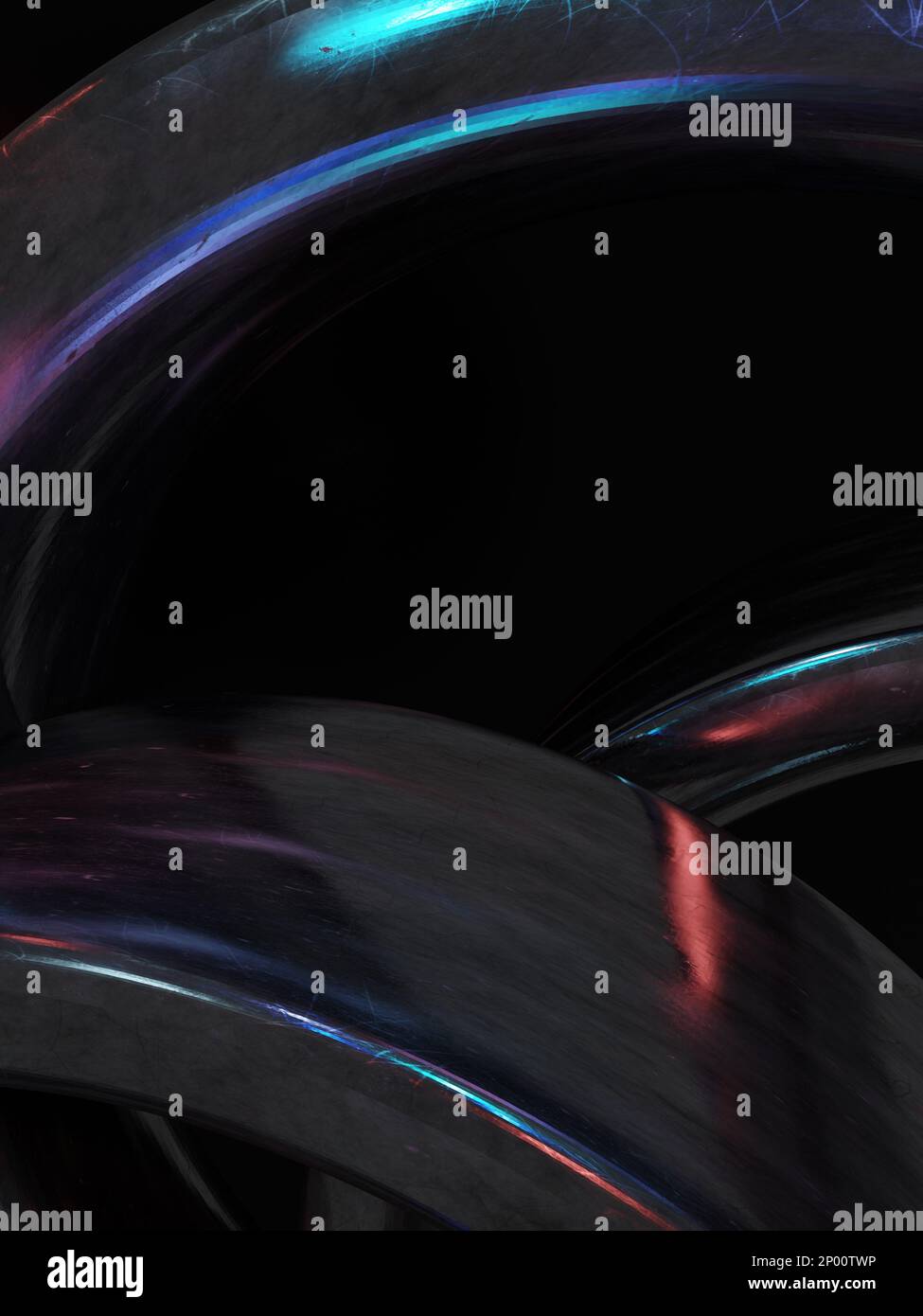 3D Rendering Dark Holographic or Iridescent Minimal Geometry Abstract ...