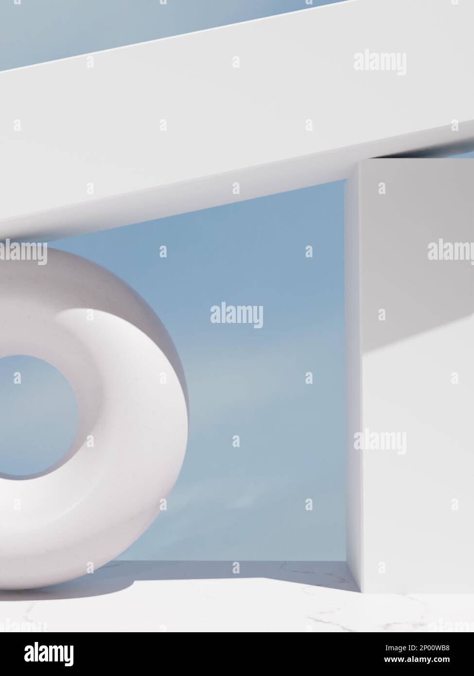 3D Rendering Outdoor Structure Background with Geometric Shapes under ...