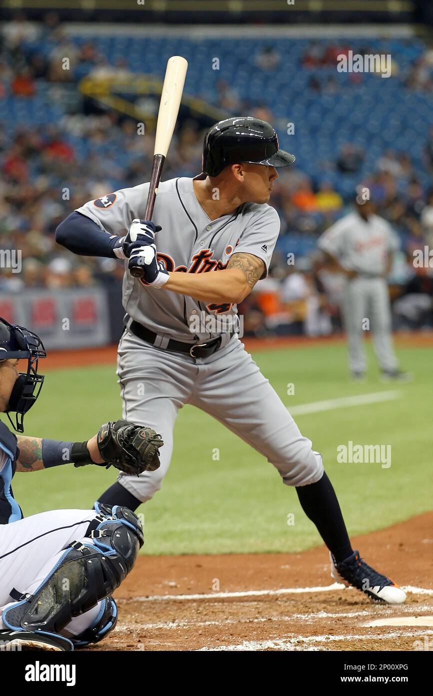 ST. PETERSBURG, FL - APRIL 20: JaCoby Jones (40) of the Tigers at bat ...