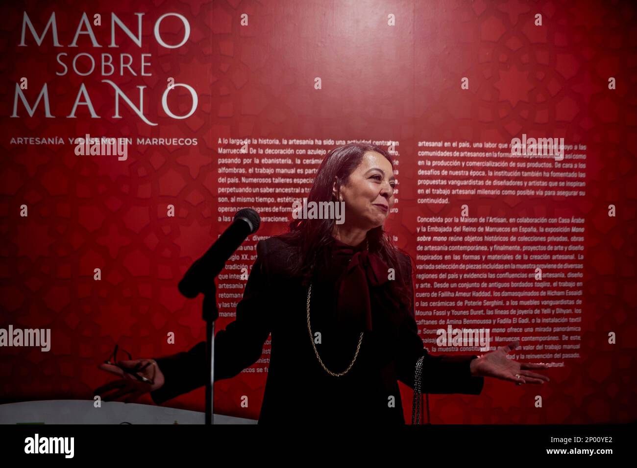 Morocco's ambassador, Karima Benyaich, speaks during the inauguration ...