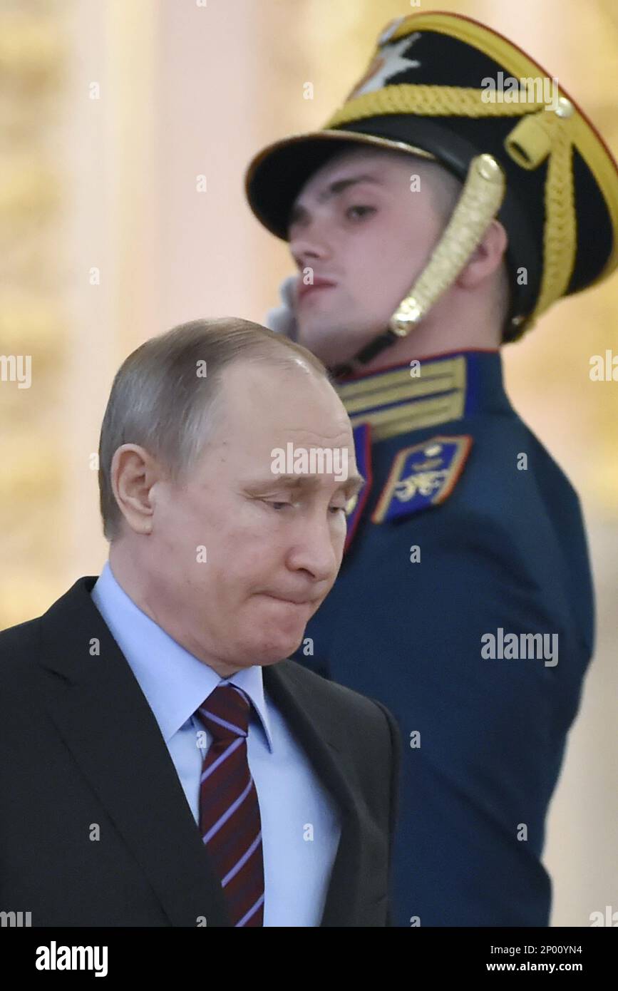 Russian President Vladimir Putin arrives to chair a meeting of the ...
