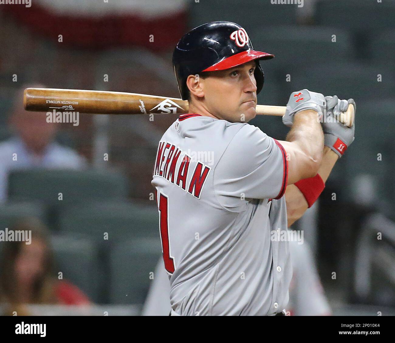 Washington Nationals' Ryan Zimmerman watches his grand slam off Atlanta ...