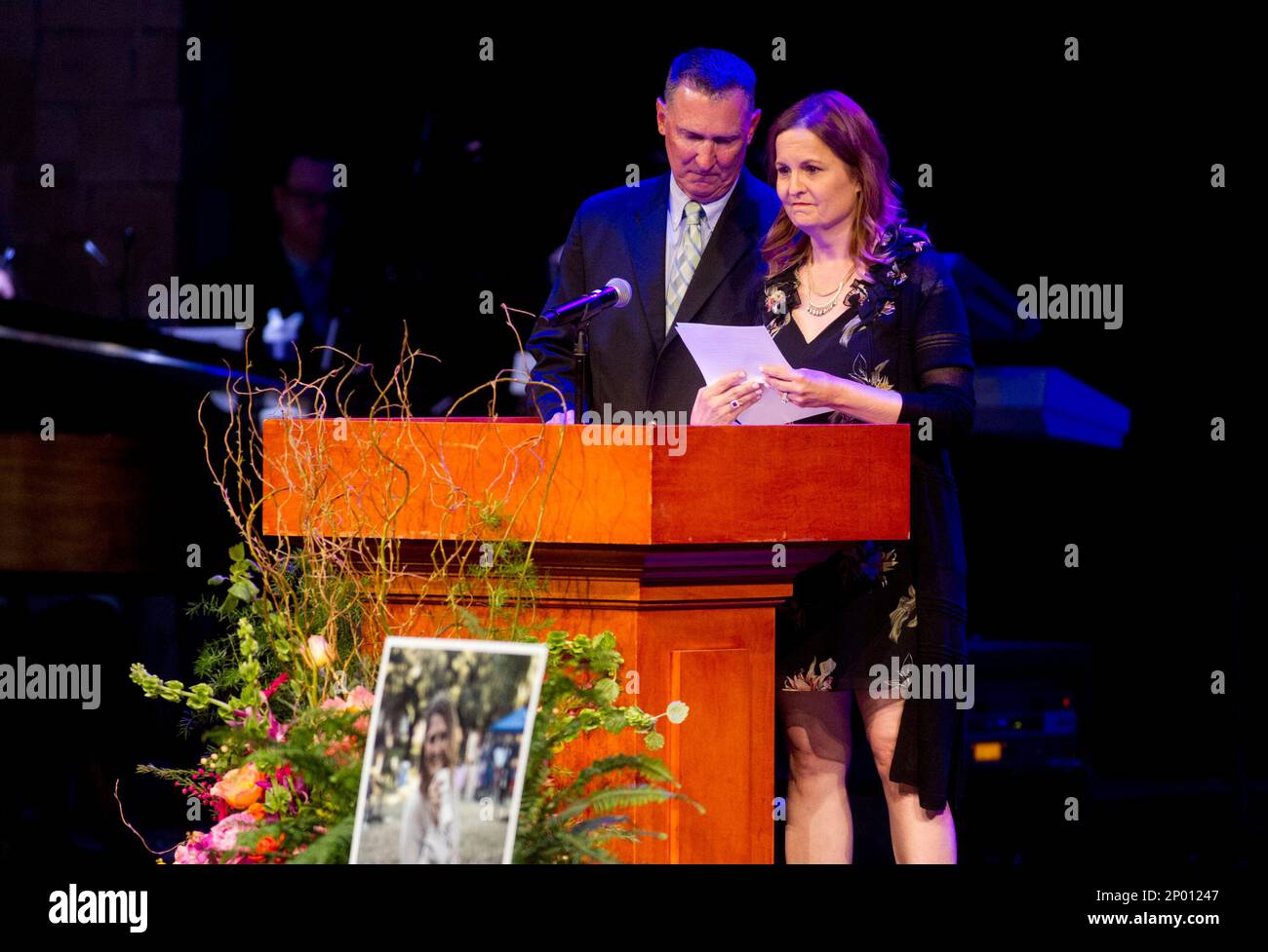David and Tracy Matheson speak at the funeral of their daughter Molly ...