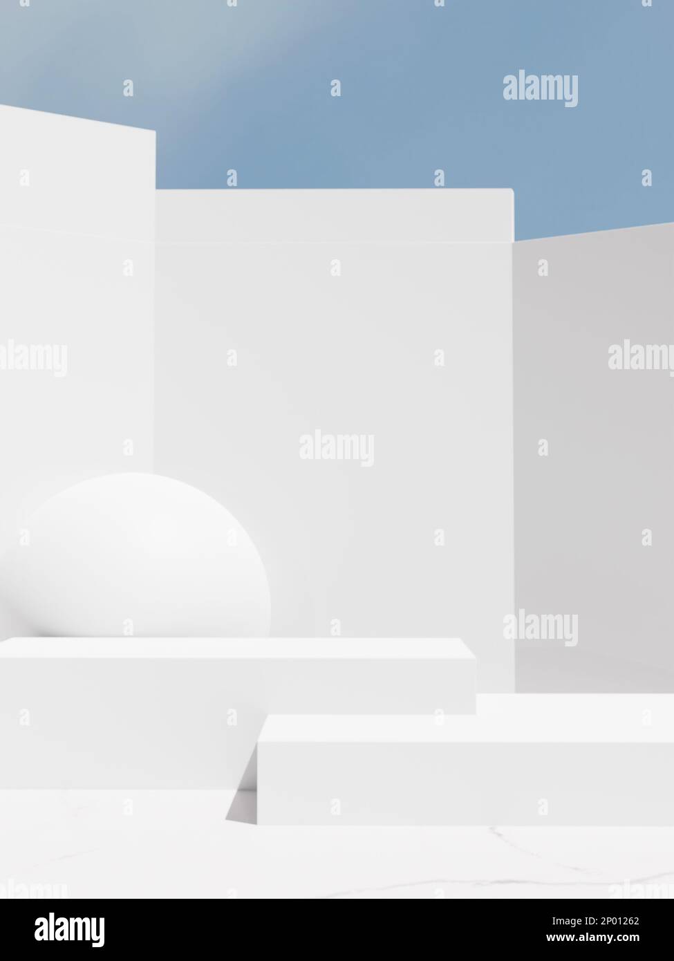 3D Rendering Outdoor Structure Background with Geometric Shapes under ...