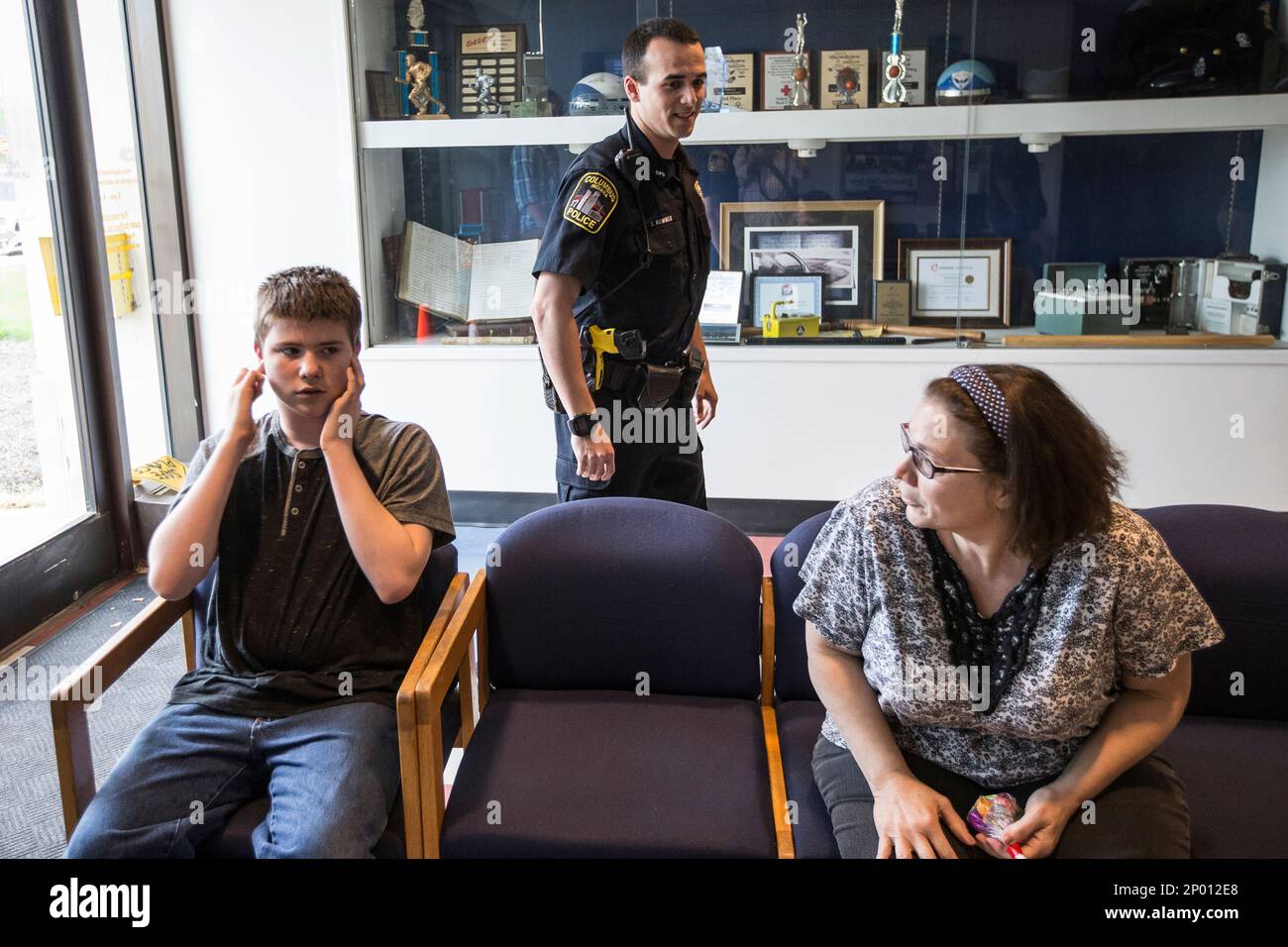In this Monday, April 17, 2017 photo, Columbus Police Officer Tony ...