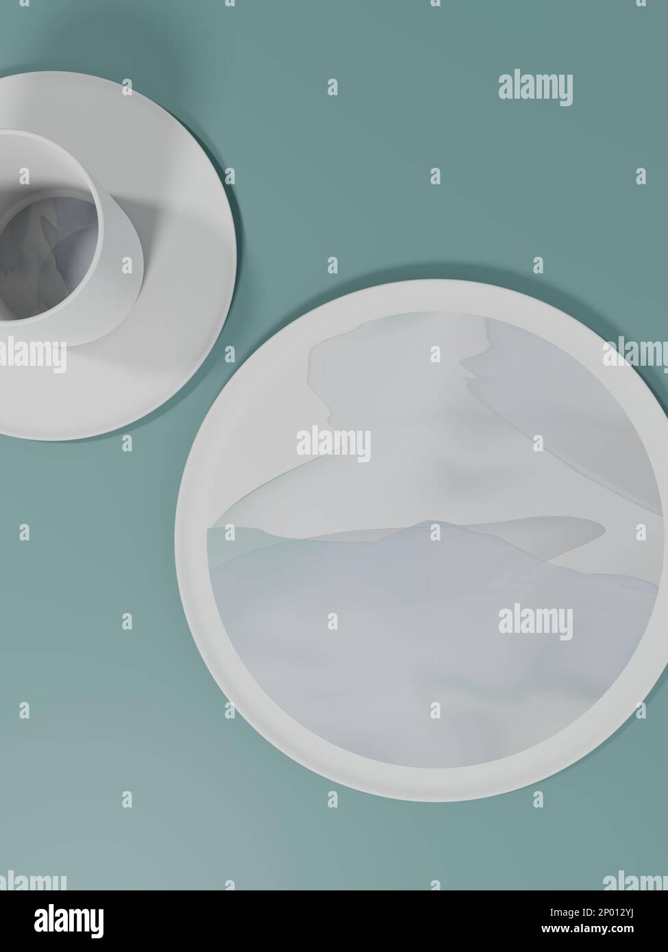 3D Rendering Minimal Round Plates with Water Color Drawing Effect ...