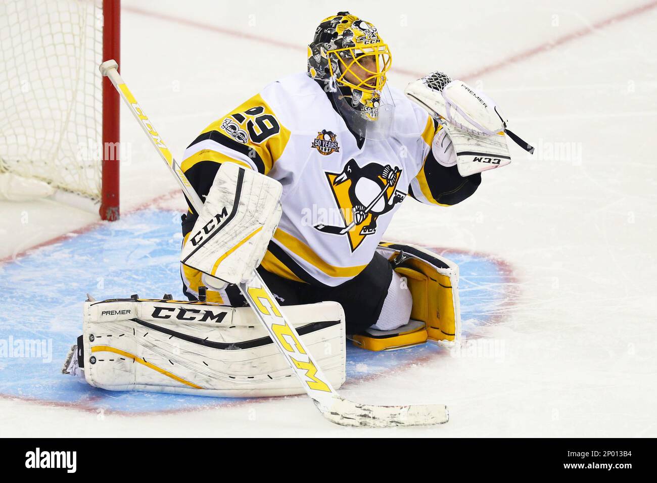 APR 18, 2017: Pittsburgh Penguins goalie Marc-Andre Fleury (29) makes a ...