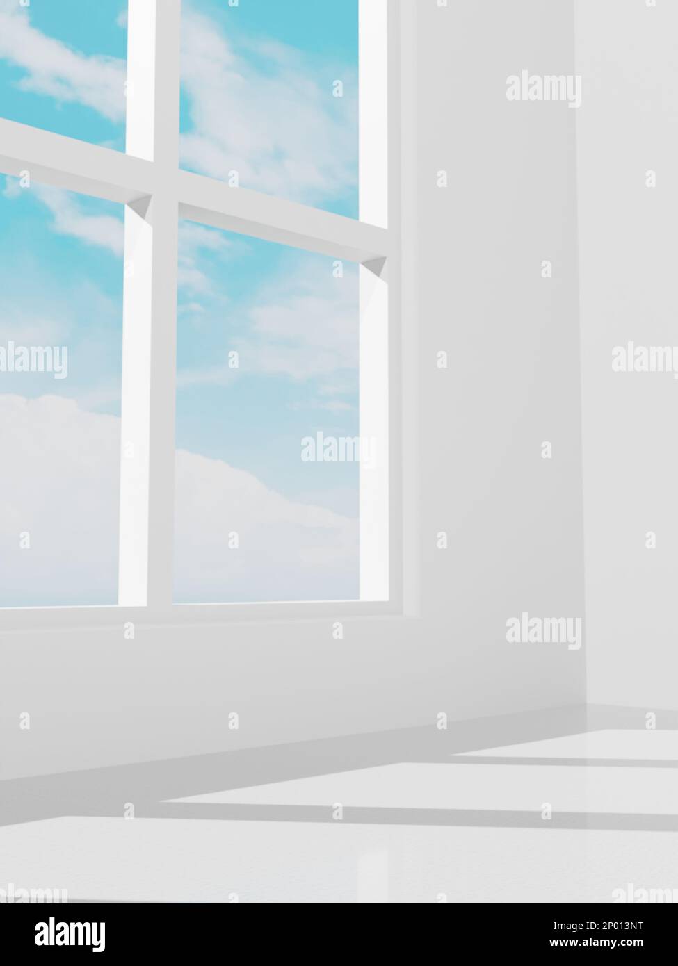 3D Rendering Studio shot indoor Sunlight, Sky and Shade under Window ...