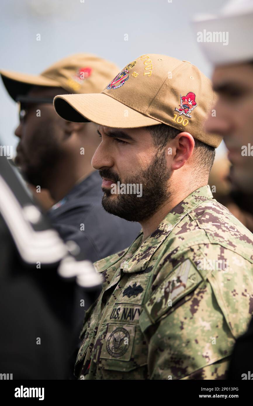230222-N-TH560-0658 NORFOLK, Va. (Feb. 22, 2023) – Sailors listen to ...