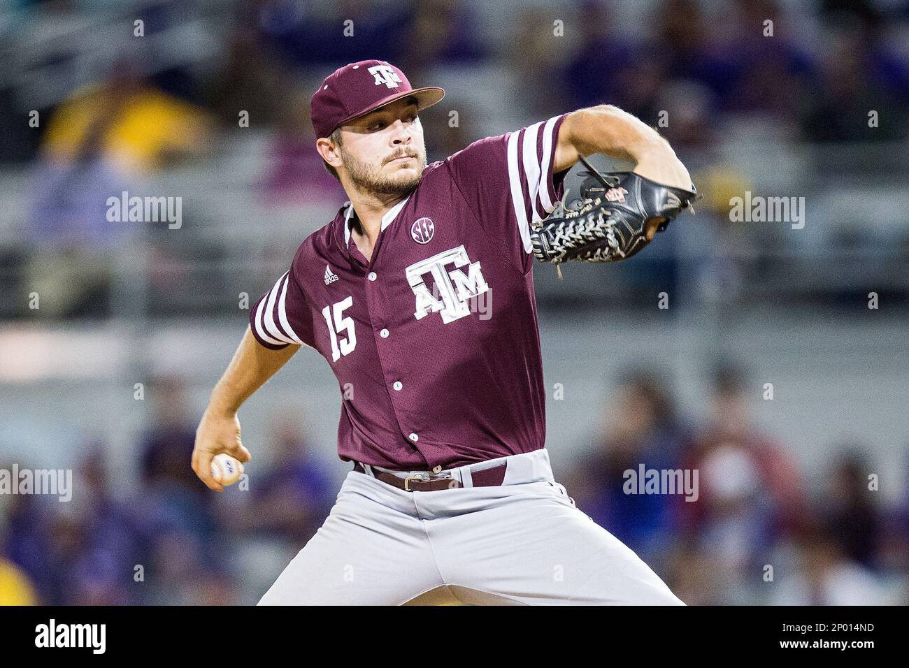 BATON ROUGE, LA - MARCH 30: Texas A&M Aggies pitcher Brigham Hill (15 ...