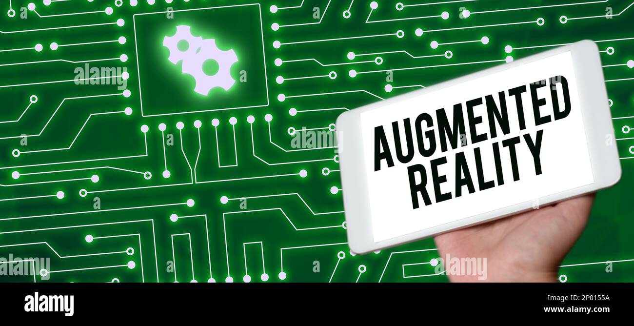 Writing displaying text Augmented Reality. Business idea technology ...