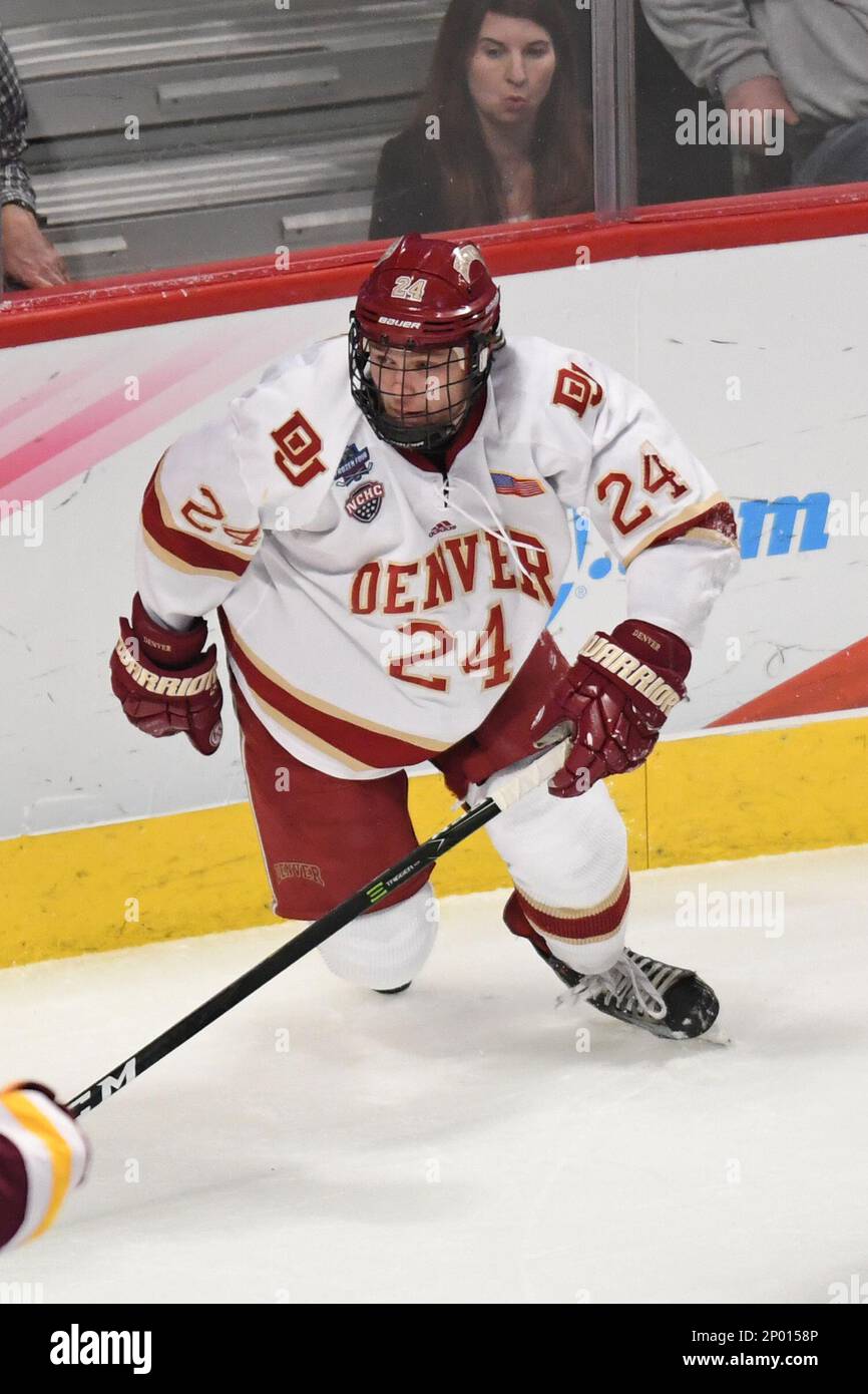 CHICAGO, IL - APRIL 08: Denver Pioneers forward Colin Staub (24) in ...