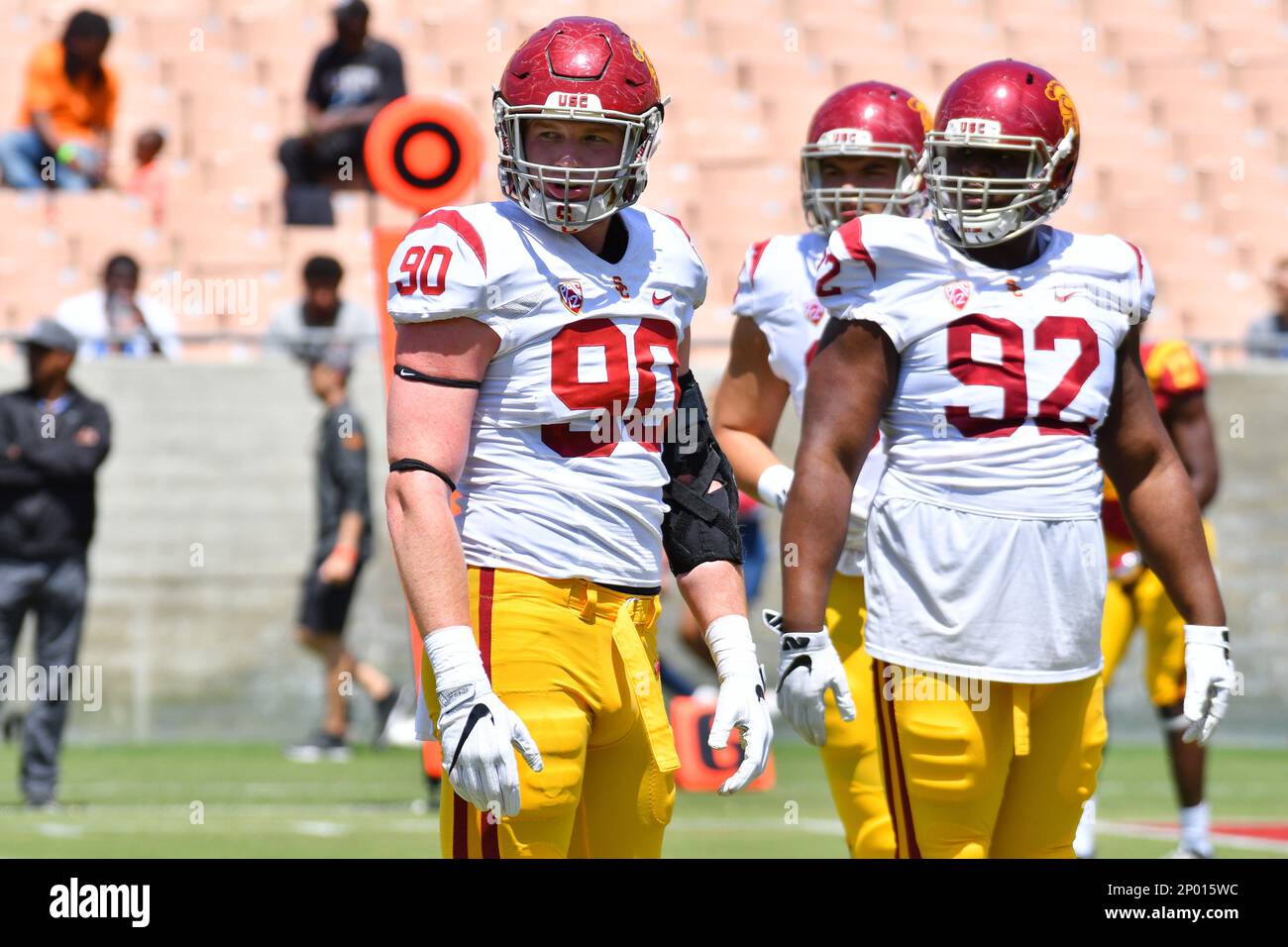 LOS ANGELES, CA - APRIL 15: Southern California defensive ends Connor ...